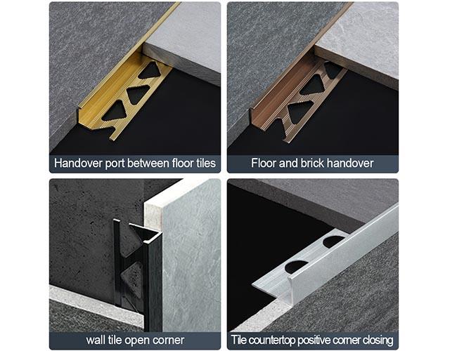 Decorative 10mm Straight Edge Tile Trim , L Shaped Aluminum Trim Black