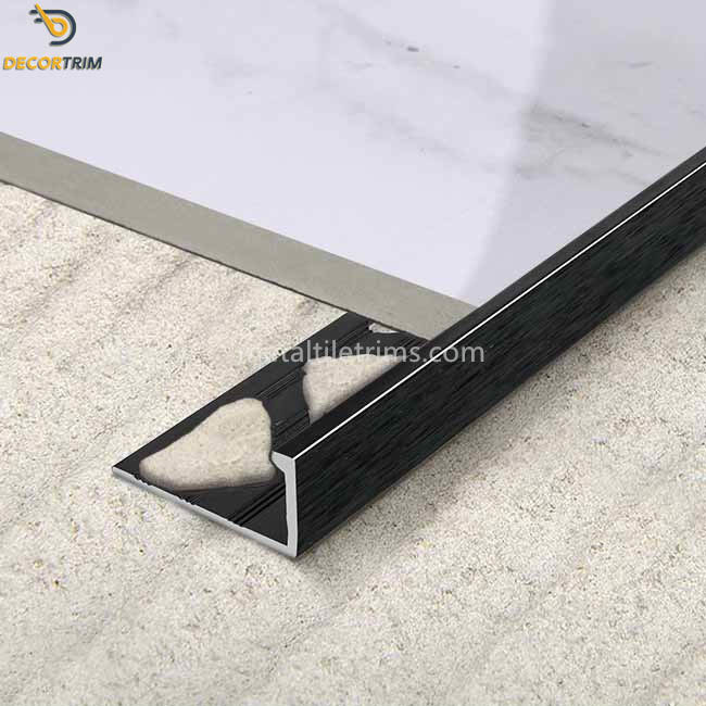 Decorative 10mm Straight Edge Tile Trim , L Shaped Aluminum Trim Black