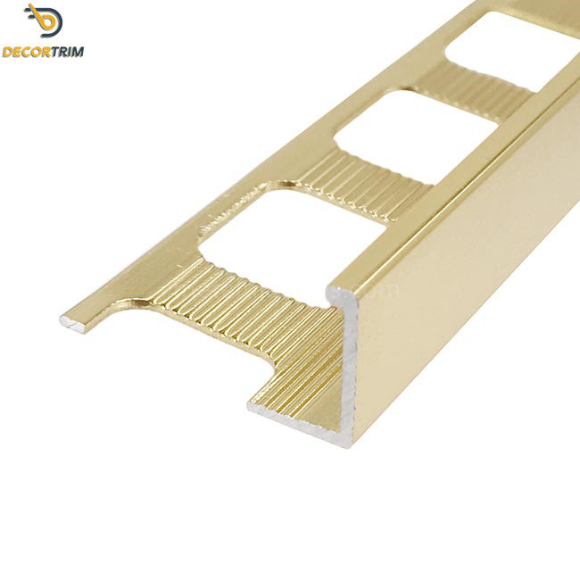 Matt Gold Tile Edge Trim Aluminum , Ceramic Tile Edging Strips 8mm 10mm ...