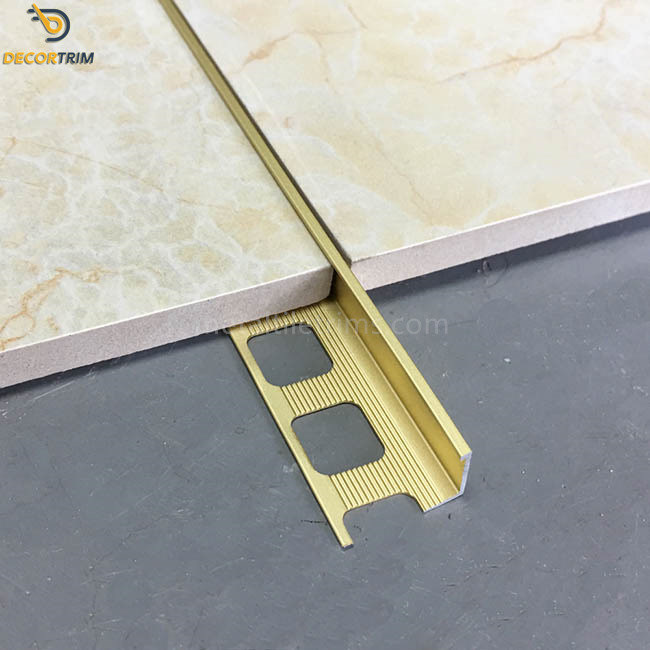 Matt Gold Tile Edge Trim Aluminum , Ceramic Tile Edging Strips 8mm 10mm 12mm