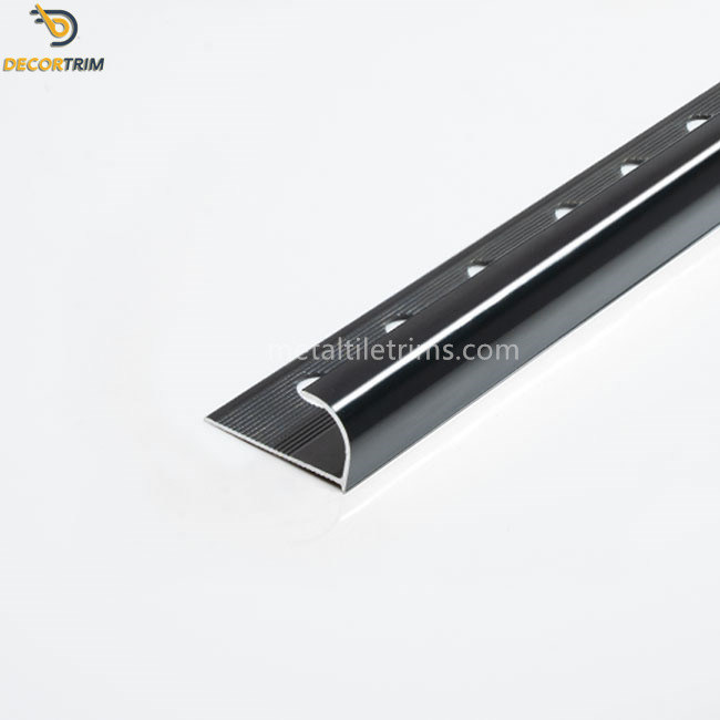 Bright Black Metal Tile Trims Quarter Round For Tile External Corner ...