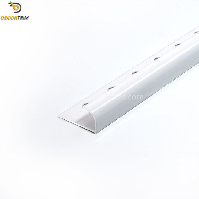 Aluminium Metal Tile Trims Powder Coating Bright White 10mm Height