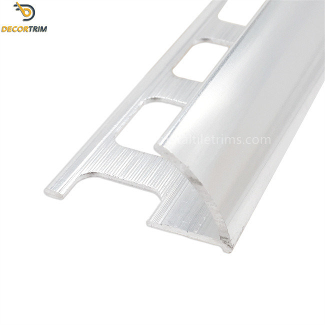 Polish Silver 12mm Tile Edge Trim , Aluminium 6063 Round Edge Metal ...