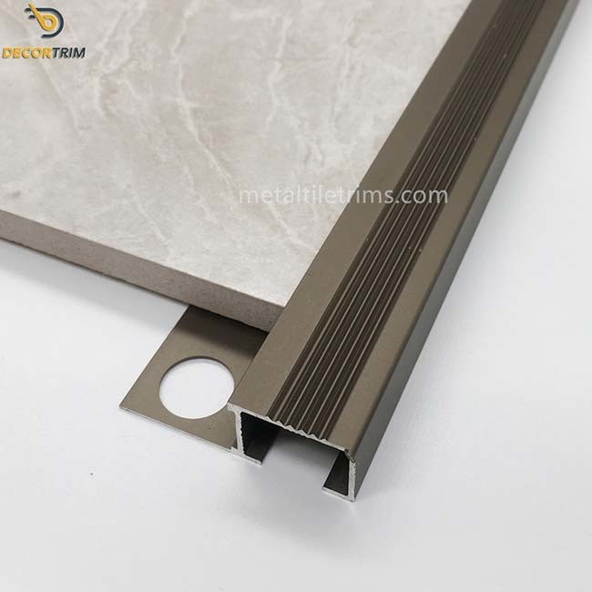 10mm Metal Stair Nose Tile Edging Trim Anodized Matt Bronze Color