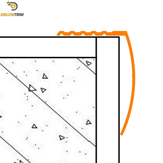 Aluminum Bullnose Edge Trim , Tile Step Edging Strip Screw Install