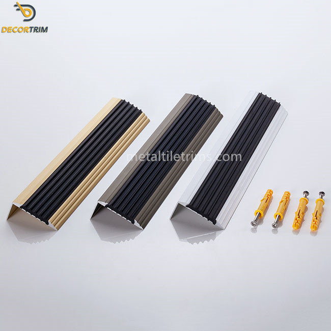 Non Skid Stair Tread Edge Protector , Anodized Tile Step Edge Strip