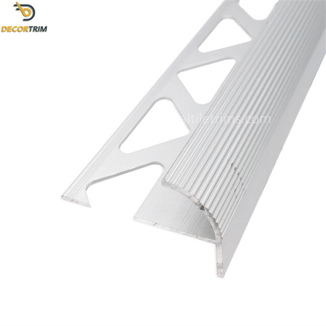 Aluminum 6063 Tile Nosing Trim , Matt Silver Decorative Bullnose Tile Trim