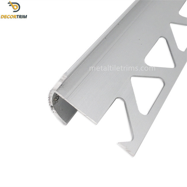 Aluminum 6063 Tile Nosing Trim , Matt Silver Decorative Bullnose Tile Trim