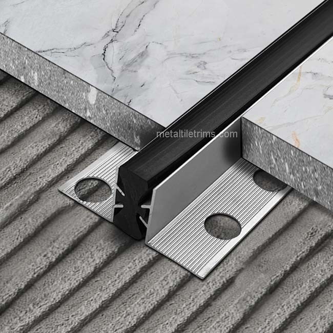 Black Rubber Insert Expansion Joint Profile Aluminum 6063 Material