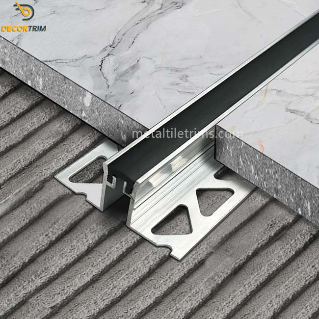 Aluminium Satin Expansion Joint Profile With Black Rubber Insert 20mm ...