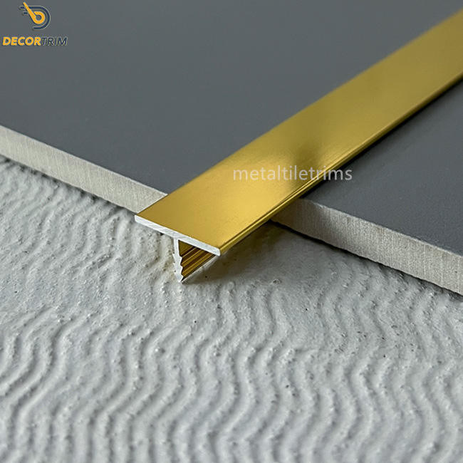 20mm T Shaped Transition Strip High Gloss Gold Floor Cover Aluminum