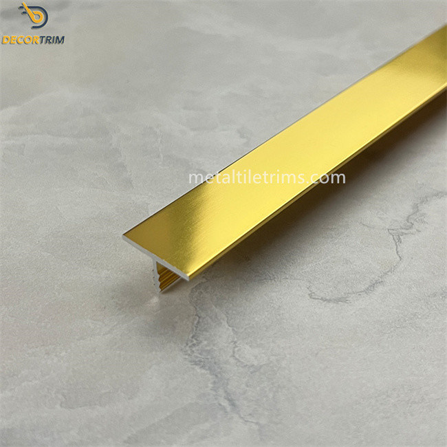 20mm T Shaped Transition Strip High Gloss Gold Floor Cover Aluminum