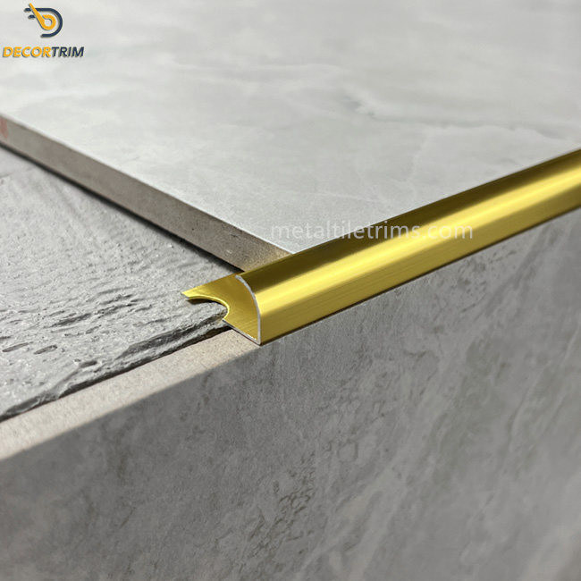10x2500mm Aluminium Tile Trim High Gloss Gold Marble Bullnose External