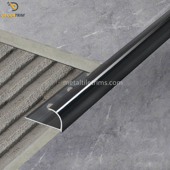 Bright Black Metal Tile Trims Quarter Round For Tile External Corner ...