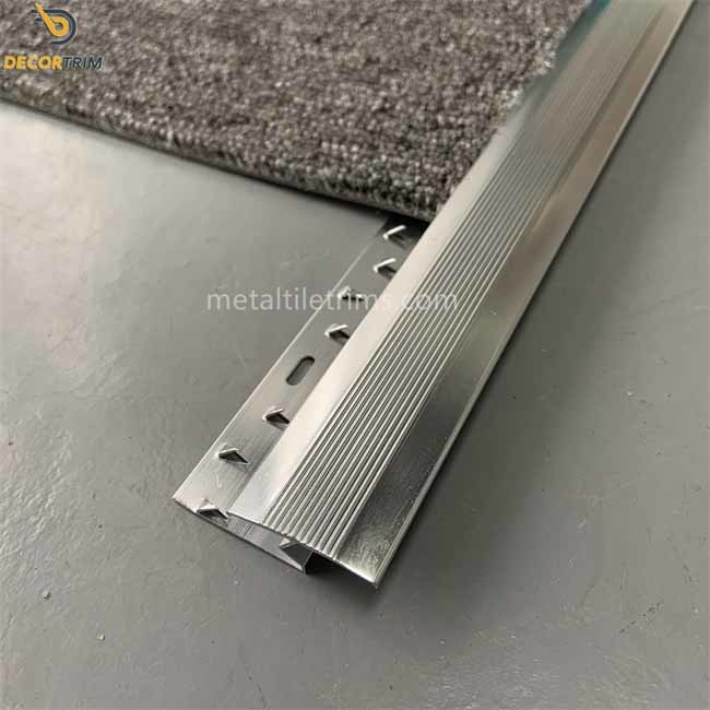 Z Bar Flooring To Carpet Transition Strip Shiny Silver With Nails