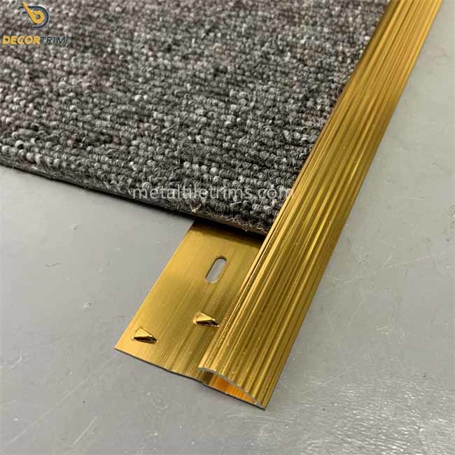 Shiny Gold Carpet Edge Trim , Anodized Carpet To Floor Transition Strip ...