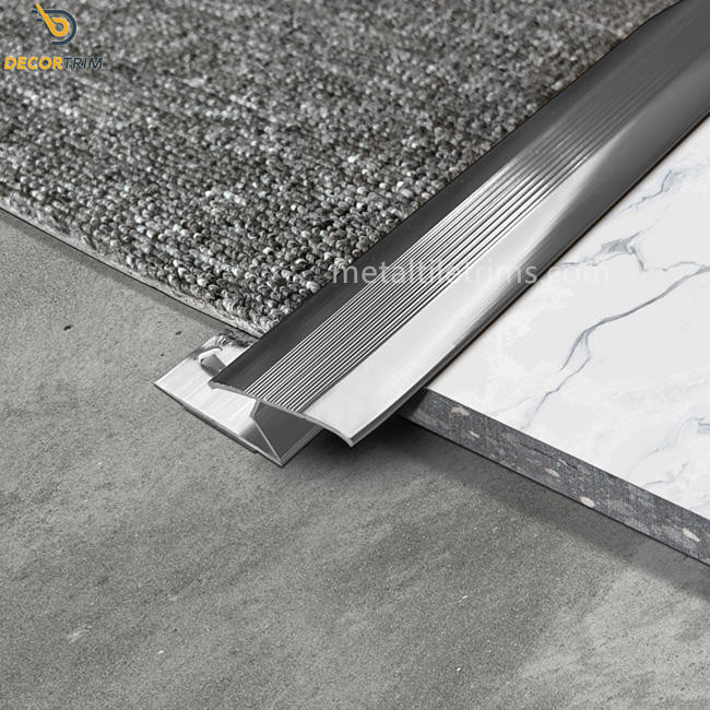 Shiny Silver Carpet Transition Strip Tile To Carpet 3000mm Length