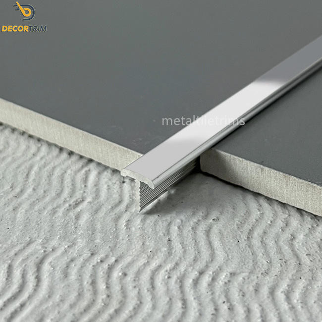 Floor Metal Trim T Shaped Transition Strip Silver Shiny Edging OEM