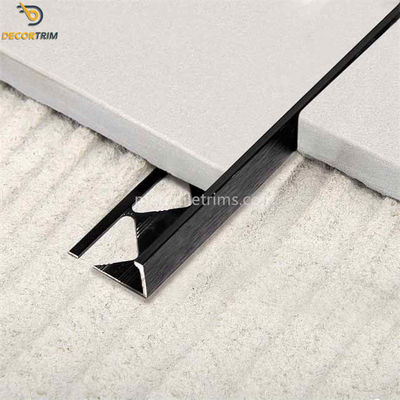 Decorative 10mm Straight Edge Tile Trim , L Shaped Aluminum Trim Black