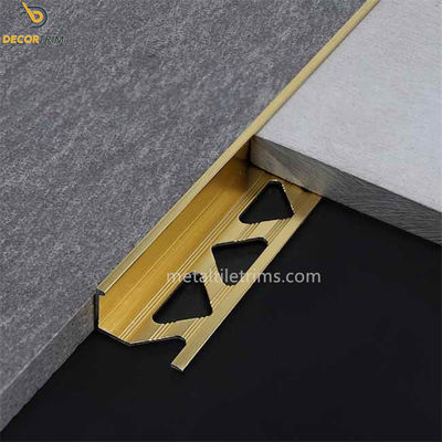 10mm Aluminum Corner Tile Trim , Gold Chrome Straight Edge Tile Trim