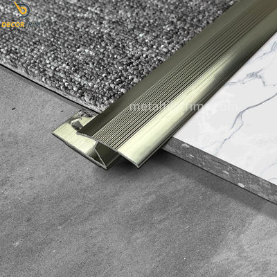 Shiny Champagne Zig Zag Carpet Transition Strip With Gripper Punching