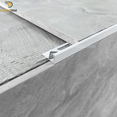 External Corner Straight Edge Metal Tile Trims L Shape Matt Silver Aluminum