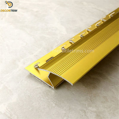 Z Shaped Tile Trim Gold Carpet Transition Strip 7.7mm Height With Grippers