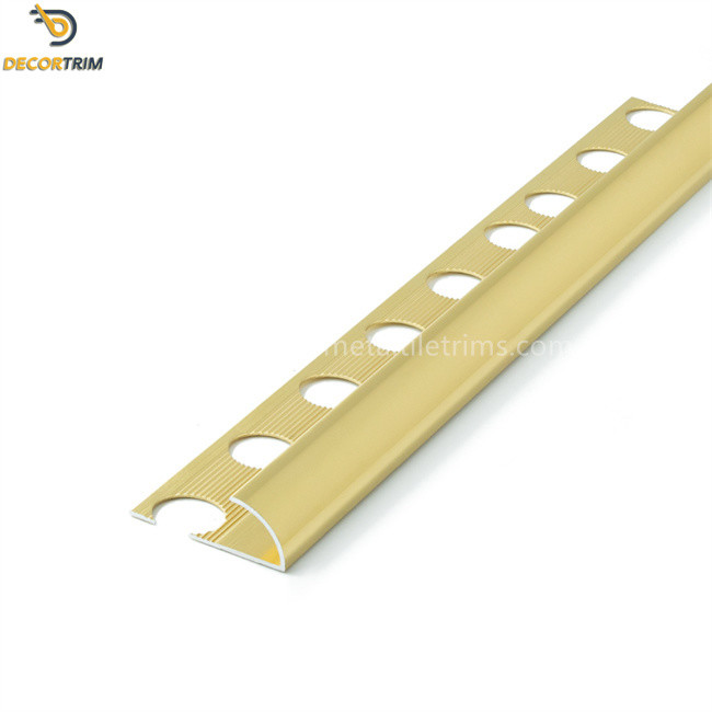 12mm Depth Ceramic Quarter Round Tile Trim , Anodizing Matt Gold Tile Trim