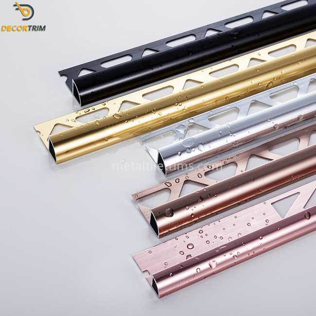 8 / 10 / 12mm X 2.5m Aluminium Tile Trim Round Closed Shape With ...