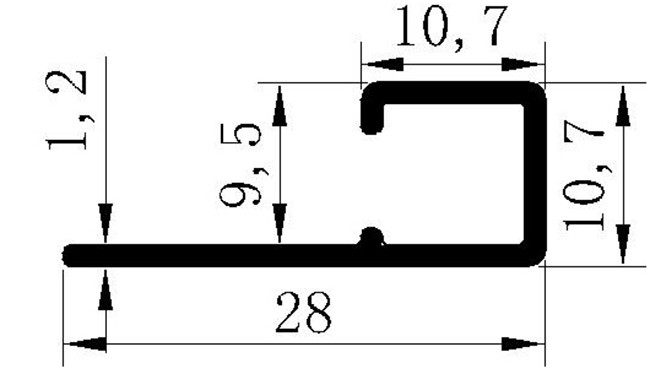 Decorative Aluminium Tile Trim Square Box Section Edge 9.5mm Height