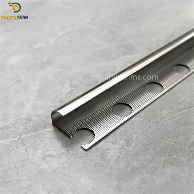 Metal Aluminum Tile Trim Tile Edging Brilliant Silver 10.6mm*2.5m