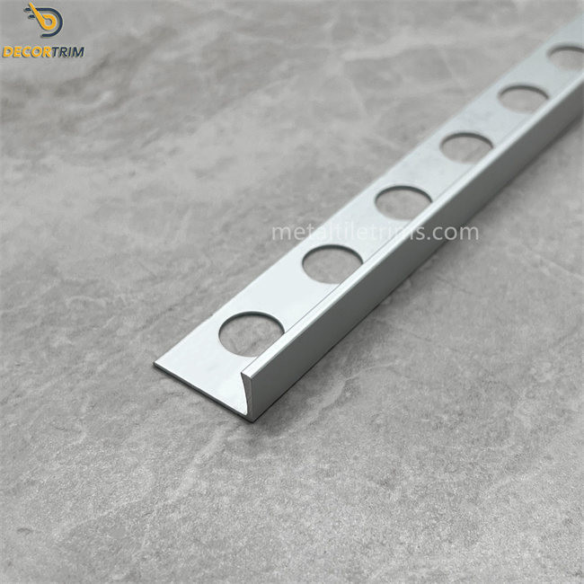 Aluminum Decorative Trips Aluminium Tile Trim 8mm Silver